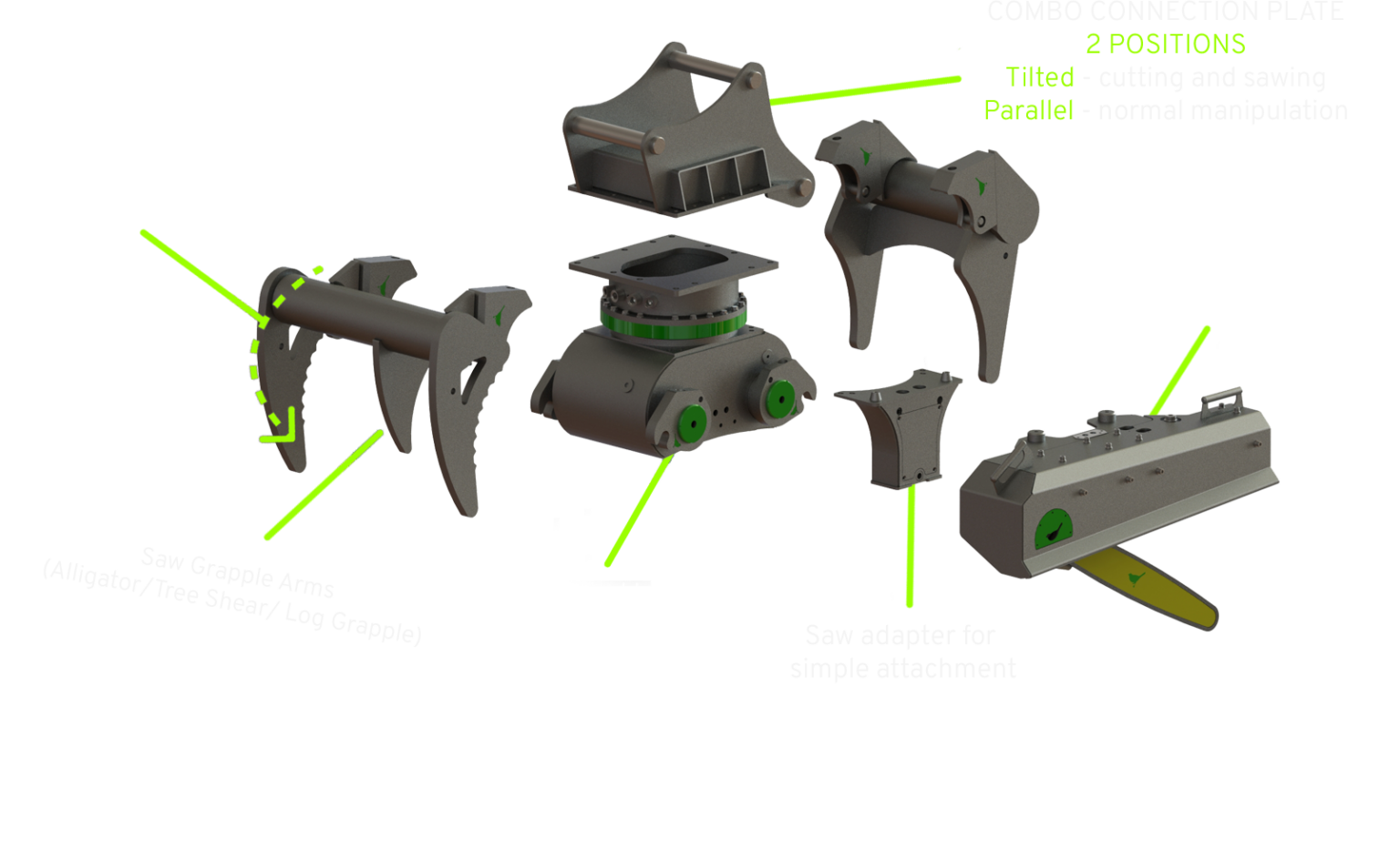 Log & Wood Grapple with Saw Bar Module - Modularis drive